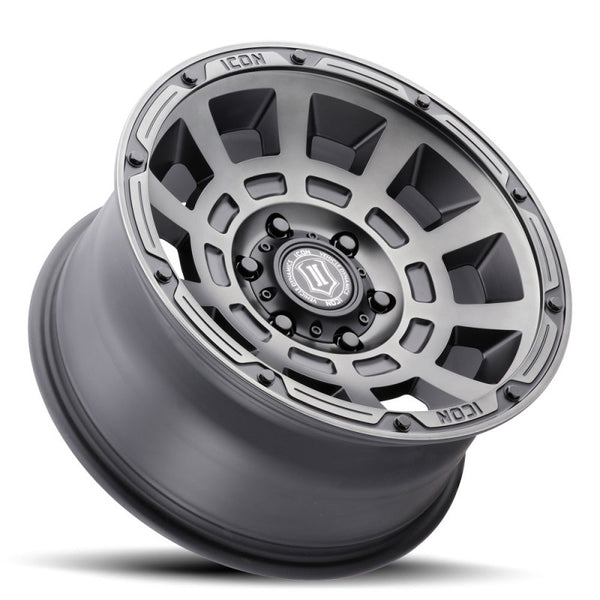 ICON Thrust 17x8.5 6x135 6mm Offset 5in BS Smoked Satin Black Tint Whe ...
