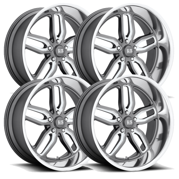 US Mag U129 C-Ten Anthracite Set - 88-98 OBS - Staggered 20"-22" - Pro ...